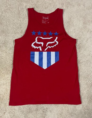 Fox Racing Red Tank Top Sleeveless Muscle Shirt Logo Size Large ...