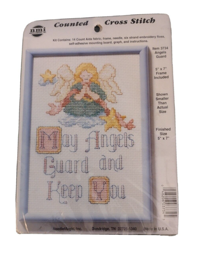 NMI Counted Cross Stitch Kit May Angels Guard You Frame Included 5" x 7 ...