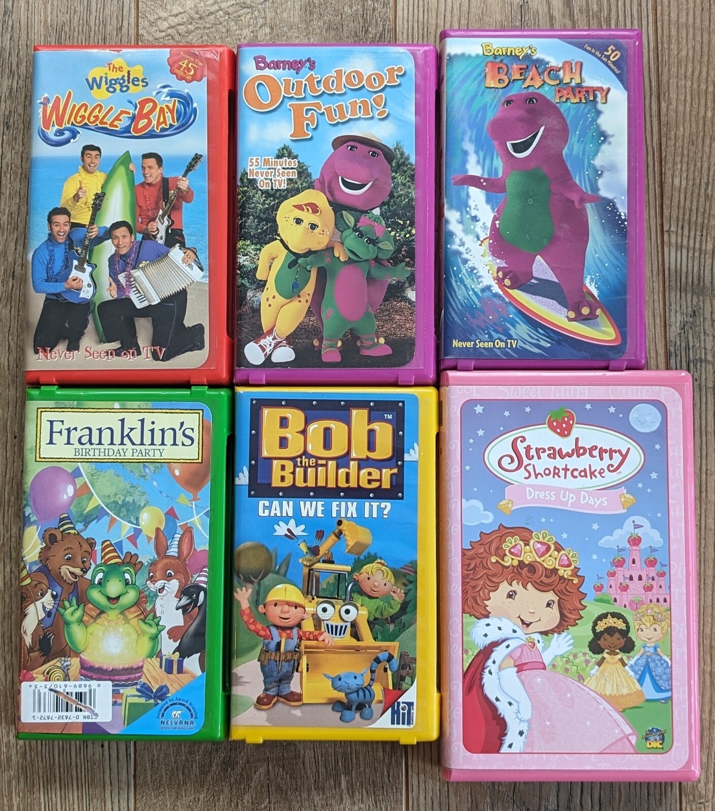6 x Kids VHS Tape Lot Barney, Wiggles, Bob | Grelly USA