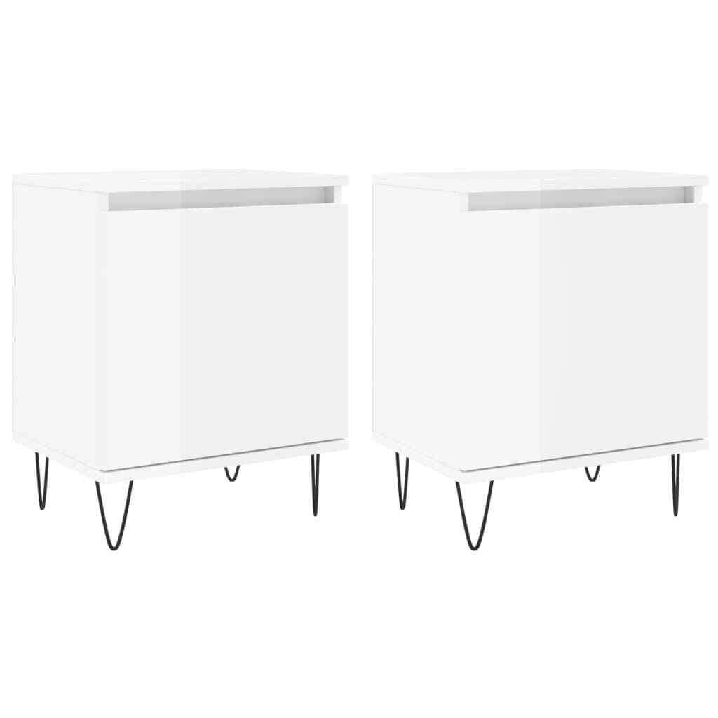 Tables de chevet 2pcs blanc brillant 40x30x50cm bois ing nierie | eBay