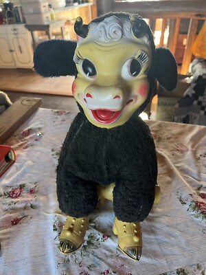 Vintage 1950’s Bijou Rubber Face Cow Stuffed Plush Toy Face, Feet Udder ...