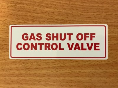 GAS SHUT OFF CONTROL VALVE - VINYL WATERPROOF STICKER - CHOICE OF SIZES ...
