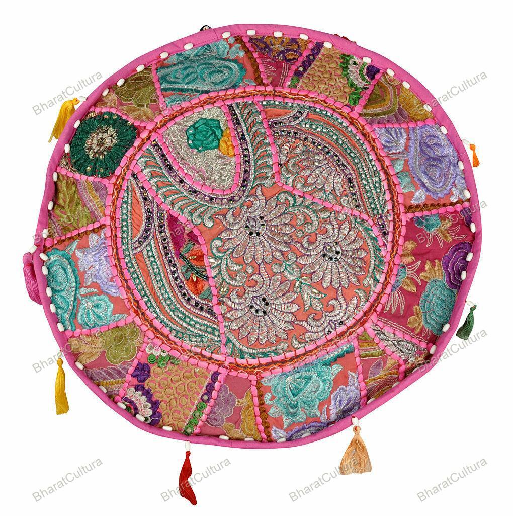Indian Floral Pouf Ottoman Pouffe Poof Floor Foot Stool Ethnic ...