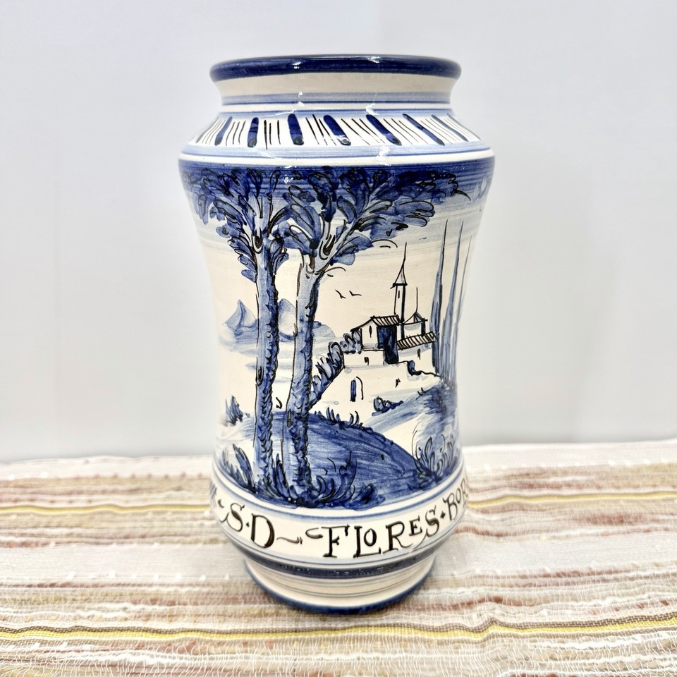 Antique 18thC Italian Majolica Apothecary Jar S. D. Flores Boraginis ...
