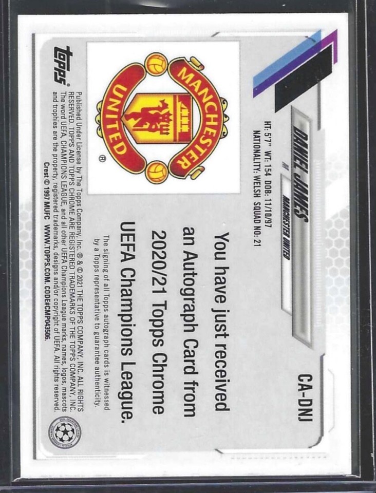 DANIEL JAMES 2020-21 TOPPS CHROME UEFA SILVER REFRACTOR AUTO #CA-DNJ | eBay