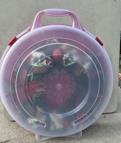 Homz Holiday Wreath Plastic Storage Box with Clear Lid up to 24-Inch ...