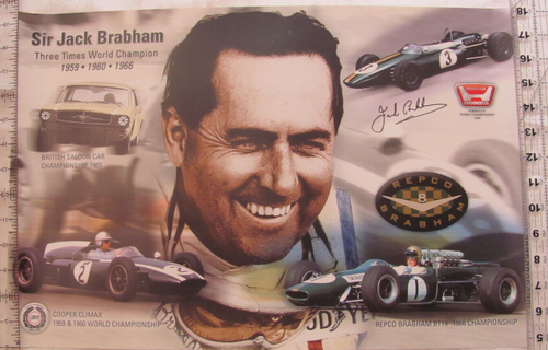 Sir Jack Brabham Poster Three Time World Champion 13x20 / Autographed Signed | eBay