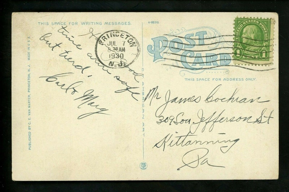 New Jersey NJ postcard Princeton University Hamilton Hall Vintage Curt ...