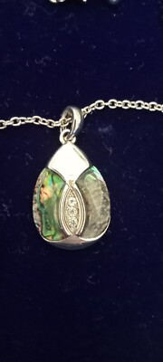 Paua Shell Pendant on Necklace by Indulgence still in box unworn. | eBay UK