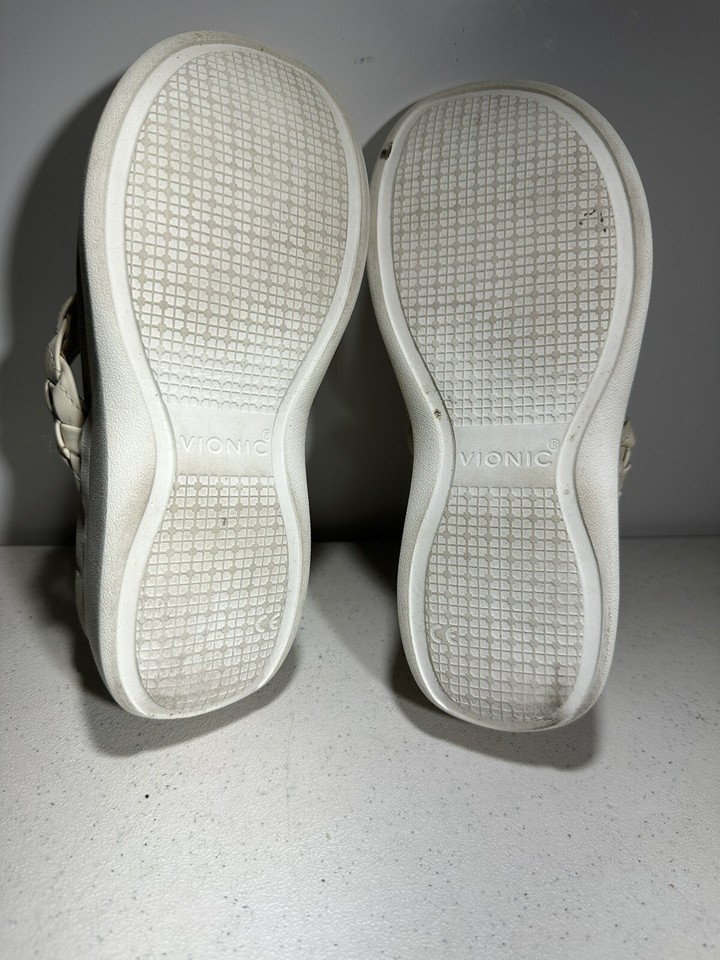 Vionic Sunrise Kenji Cream Braided Toe Post Platform Thong Flip Flop ...