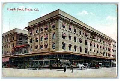 1910 Forsyth Block Exterior Roadside Fresno California CA Posted Horse ...