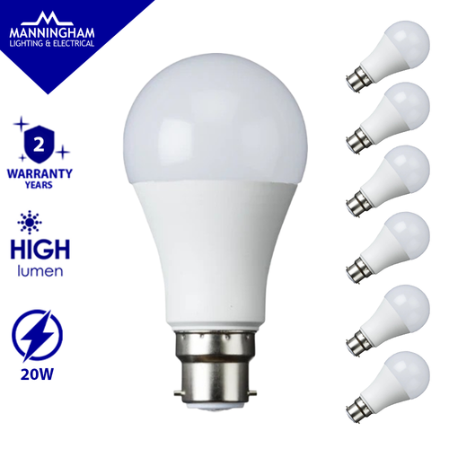 20W LED B22 Bayonet Cap Light Bulb Super Bright 6500K Daylight Energy ...