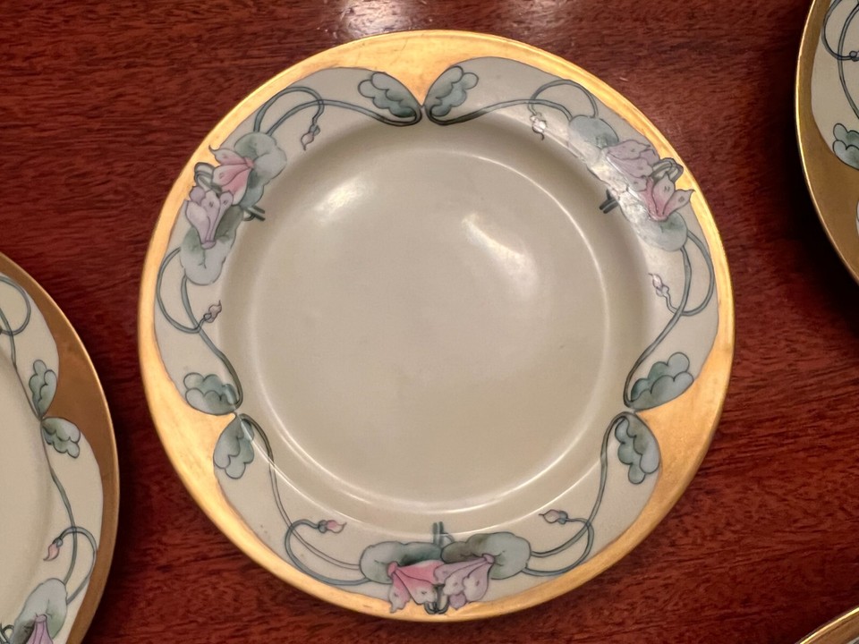 Antique JEAN POUYAT LIMOGES J.P.L Cyclamen Art Nouveau Cake Plates ...