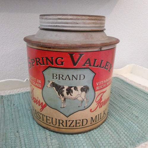 Spring Valley Dairy Milk Can Cow Farm Holstein Cattle Butter Creamery ...