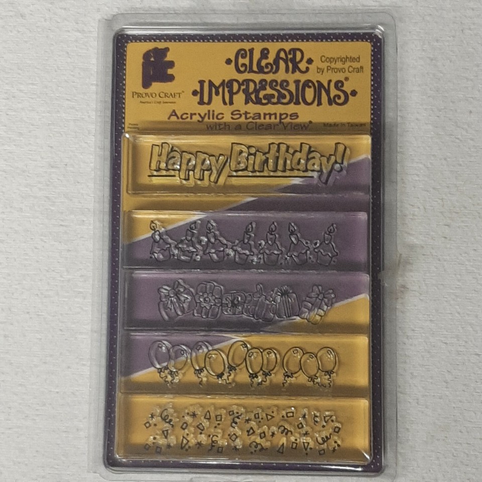 Provo Craft Clear Acrylic Rubber Stamp 2 sets Birthday and Christmas ...