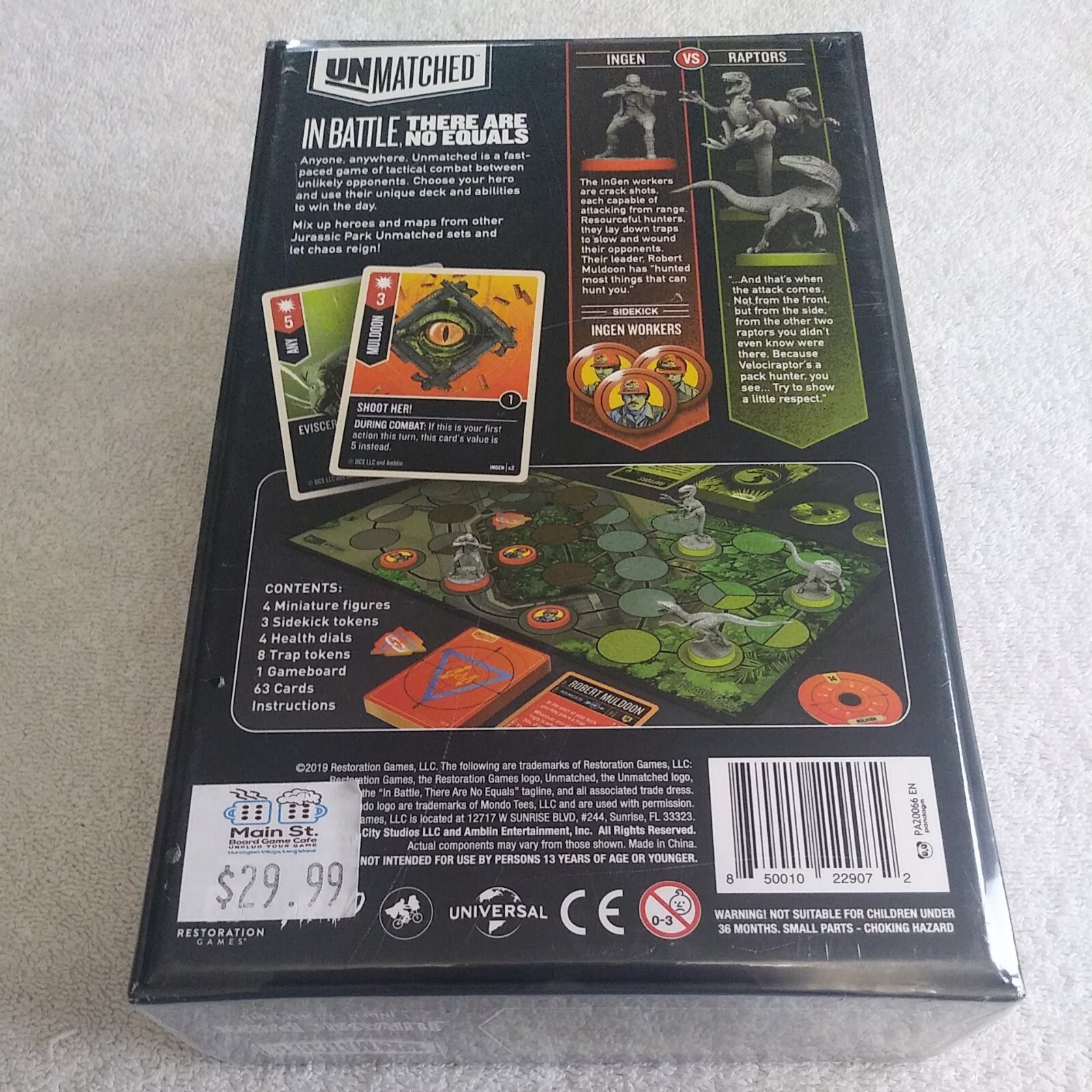 Unmatched Jurassic Park Ingen vs Raptors 2 Player Game Mondo Games ...