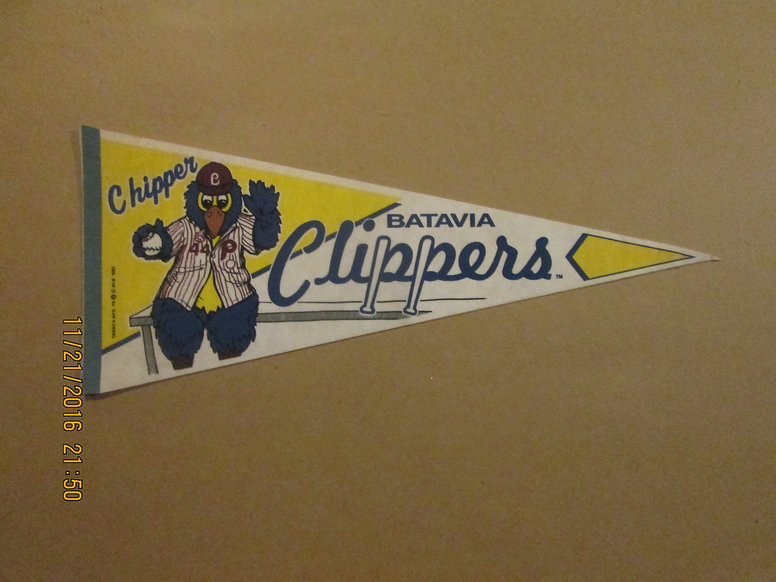 Batavia Clippers Vintage 1992 CHIPPER MASCOT Logo Baseball Pennant | eBay