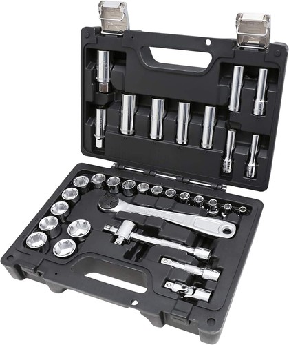 Beta 33 Piece 3/8" Dr Standard & Deep Socket & Metal Ratchet Set + Case ...