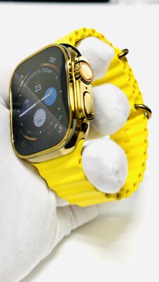 49MM Apple Watch ULTRA Custom Polished GOLD with Yellow Ocean Band | eBay