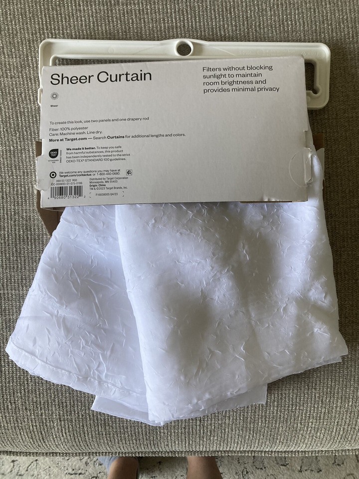 1pc Sheer Crinkle Window Curtain Panel White - Room Essentials 40”W x ...