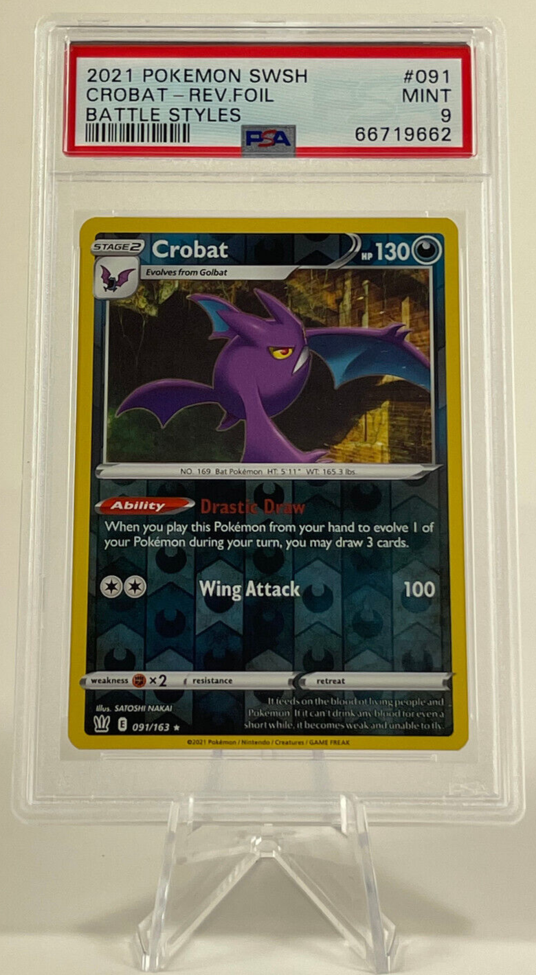 Pokemon 2021 Sword & Shield Battle Styles #091 CROBAT Reverse PSA 9 LOW ...