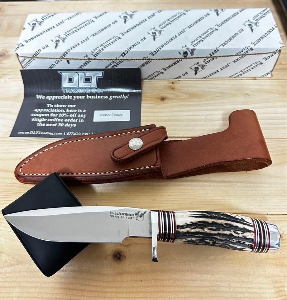 Blackjack / Classic Model 125 Fixed Knife Stag Handle A2 USA NOS w/ Box ...