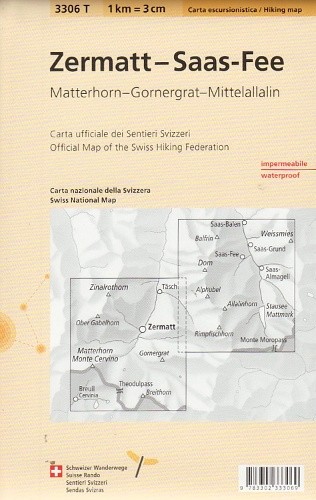 Swisstopo 1 : 33 333 Zermatt - Saas Fee [German] [Sheet map, folded ...