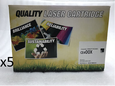 New Lot of 5 Black CE400X Toner Cartridge for HP LaserJet 500 M551 ...