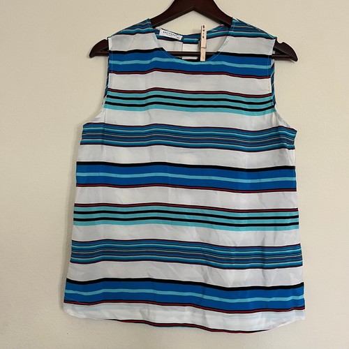 Equipment Femme Womens 100 % Silk Multicolor Button Back Striped Blouse Top SZ M | eBay