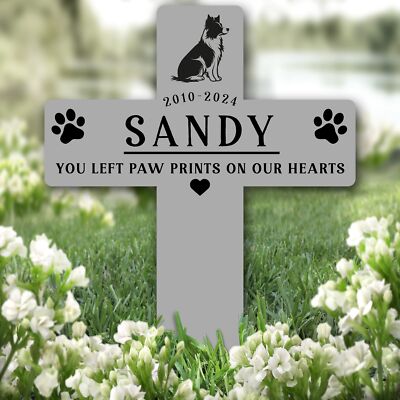 Cross Grey Border Collie Dog Pet Remembrance Garden Plaque Grave ...