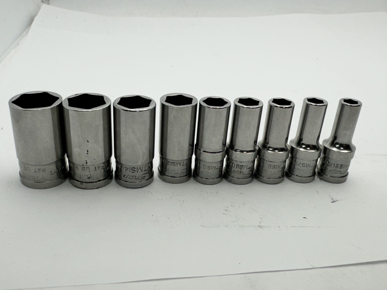 SNAP-ON 9 Piece 1/4" Drive SAE Short Socket Set 6-Point YTMS series 3/ ...