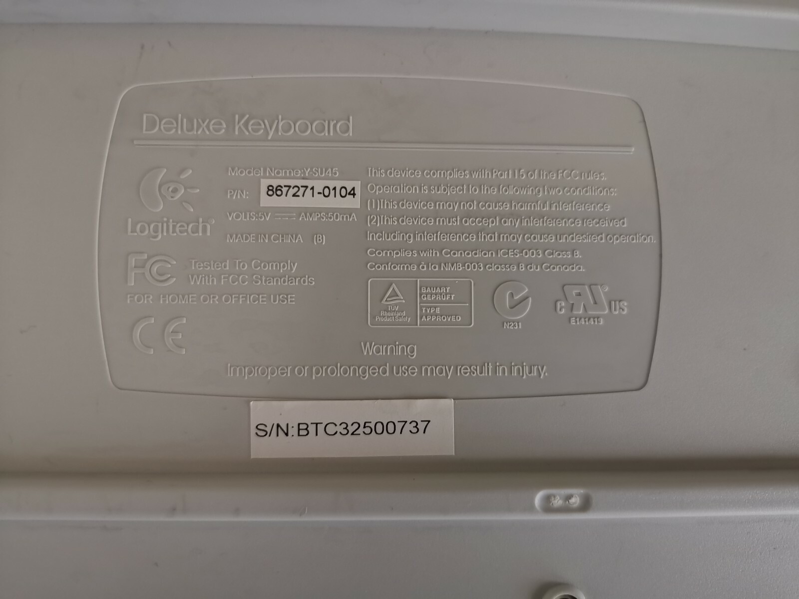 Teclado cable LOGITECH Deluxe Keyboard PS2 Y-SU45 vintage español ...