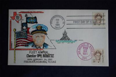Chester W Nimitz Great American 50c Stamp FDC C. Beery HP Cachet Sc ...