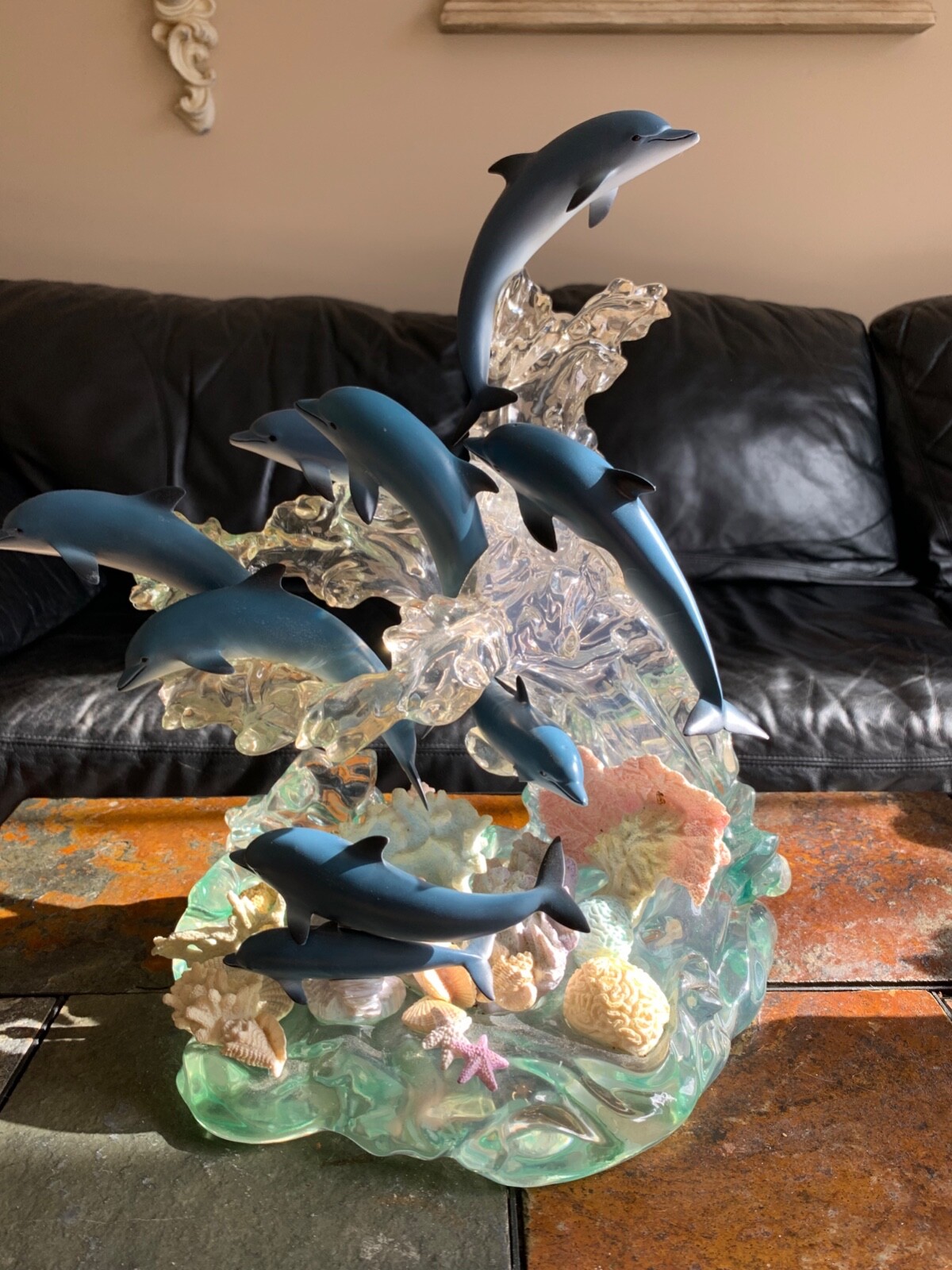 Lenox Acrylic 14” Dolphin Seashell Figure Statue Sculpture 2002 ...