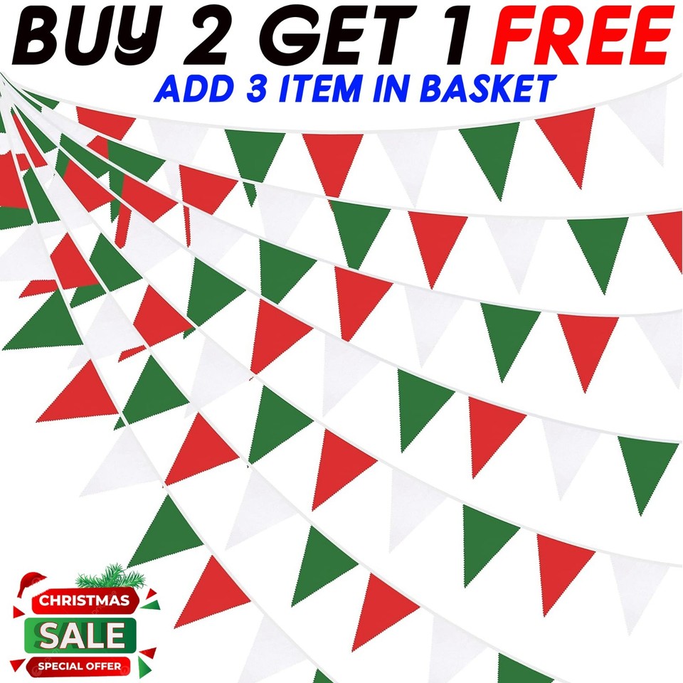 10m COLOUR BUNTING FLAGS PENNANTS PARTY DECORATIONS CHRISTMAS PARTY ...