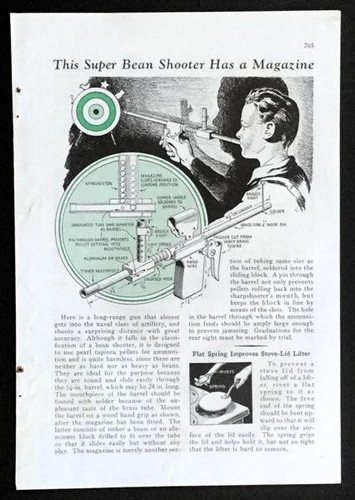 Bean/Pea Shooter w/Magazine 1934 HowTo build PLANS pellets Target Gun ...