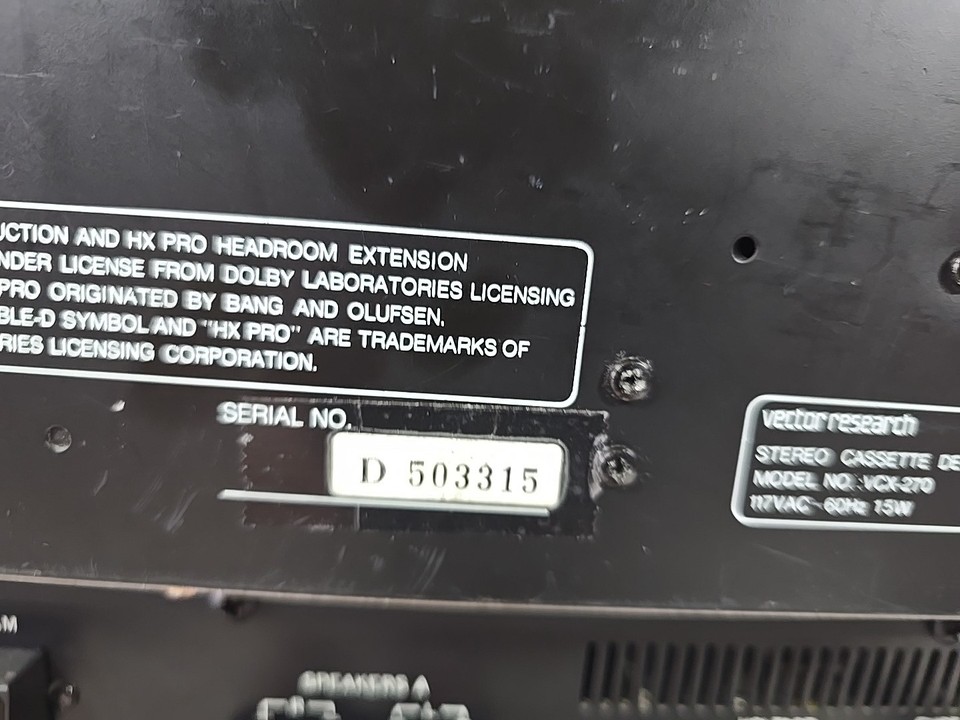 VECTOR RESEARCH STEREO CASSETTE DECK VCX-270 MUSIC SEARCH ...