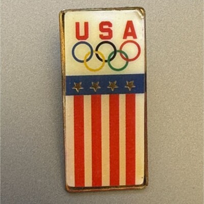 Olympic Games Team USA Lapel Pin American Flag Rectangle Rings Stars ...