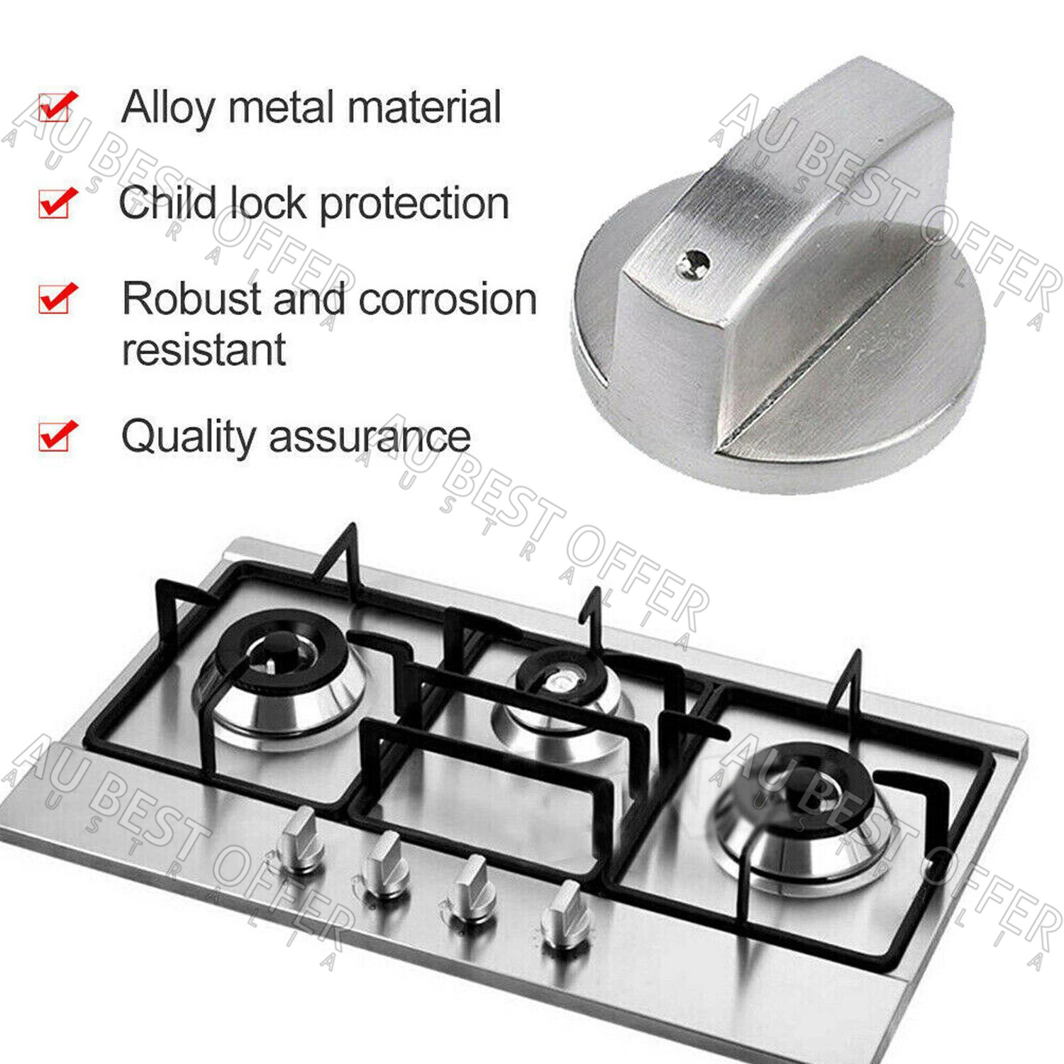 6x Gas Stove Knobs Home Kitchen Cooker Oven Cooktop Metal Switch ...