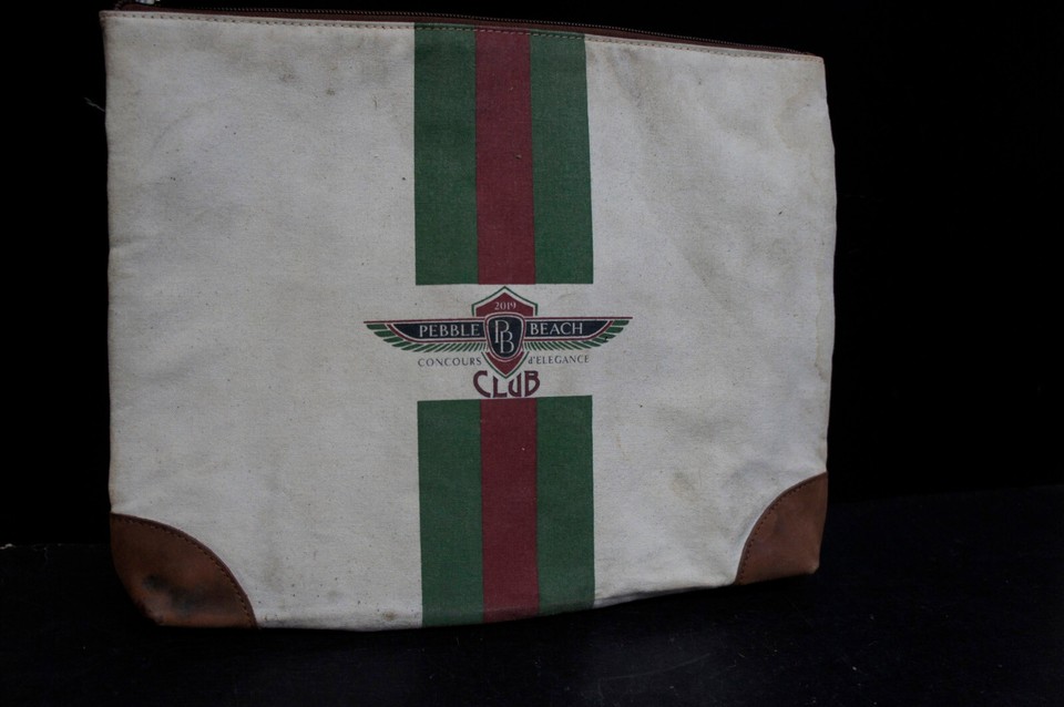 Vintage Pebble Beach Concours d’Elegance Canvas & Leather Document Bag ...