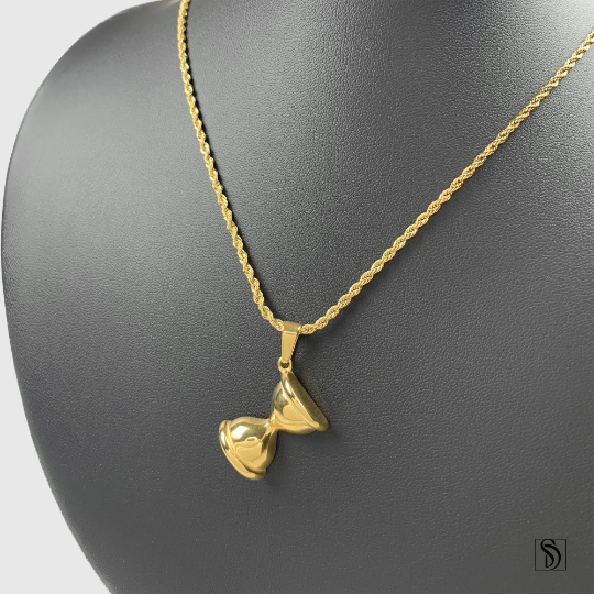 Gold Hourglass Pendant Necklace Handmade Timeless Jewelry Unique ...