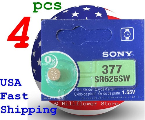 4 pcs X SONY 377 376 SR626SW SR626 AG4 Card 1.55V Silver Oxide Watch ...