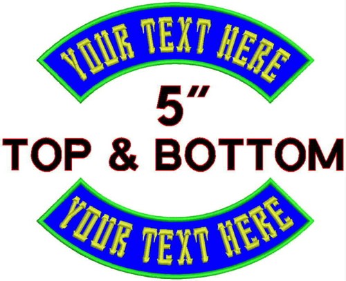 Custom Embroidered 5" Top And Bottom Rocker Patch 2 pc Set Biker MC ...