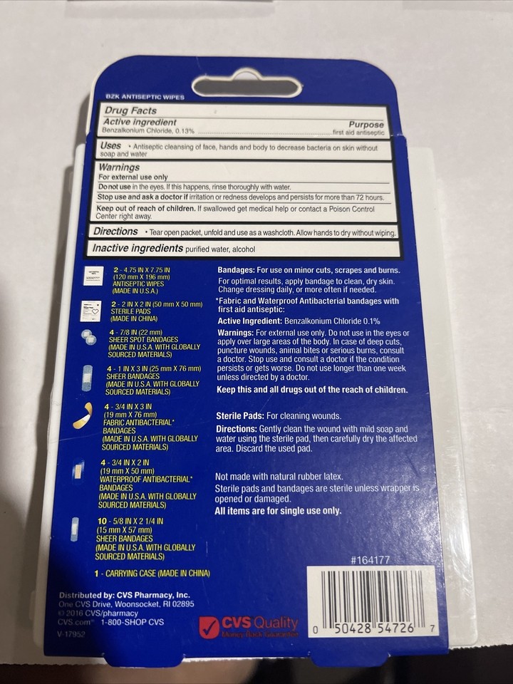 CVS First Aid Kit Mini Travel Golf Bag Band-Aid Bandages Sterile Pads ...