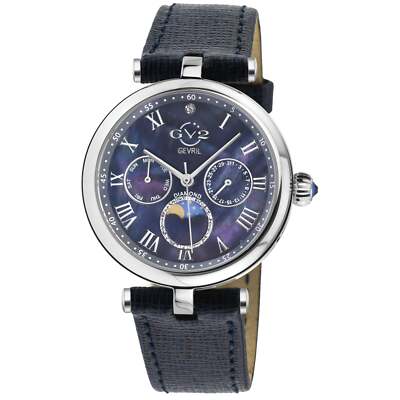 GV2 by Gevril Women 12512.L Florence Swiss Quartz Moon phase Blue MOP ...