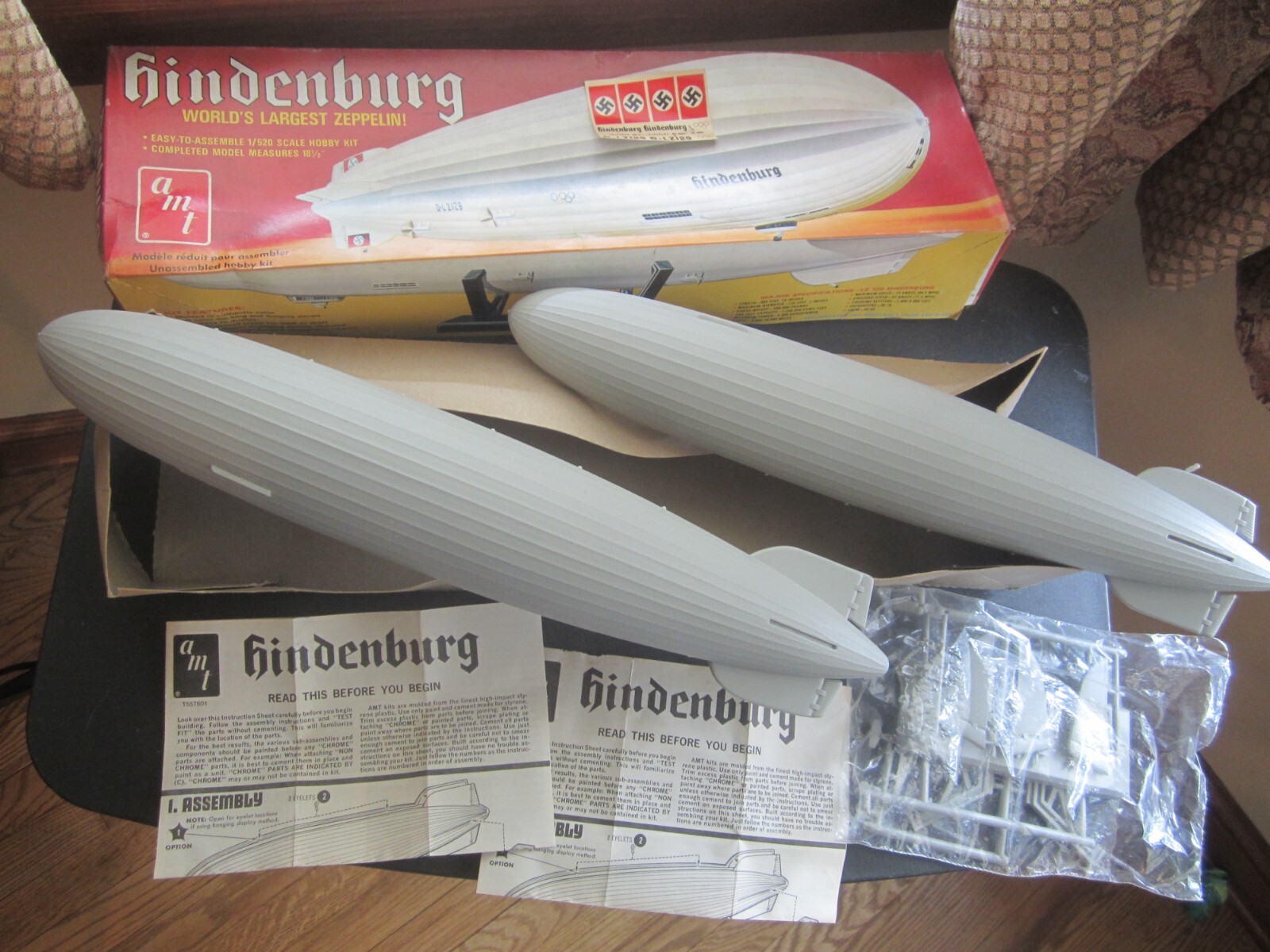 AMT HINDENBURG 1/520 SCALE MODEL KIT T557 WORLDS LARGEST ZEPPELIN ...