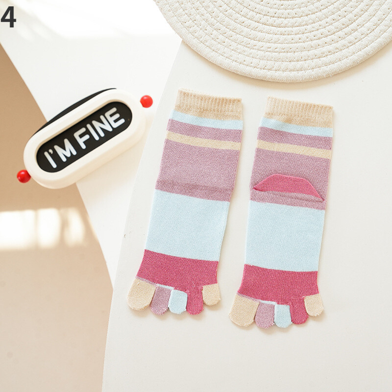 2 Pairs Children's Kid Striped Five Finger Toe Socks Toes Separated ...