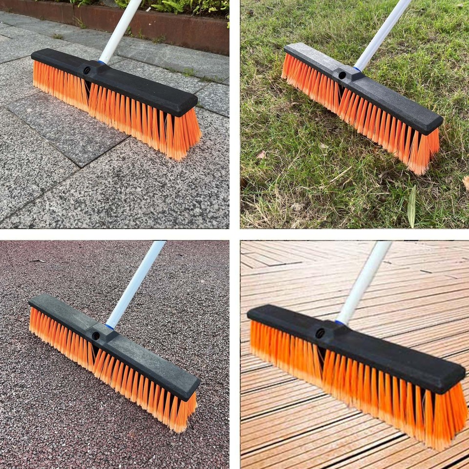 18" Push Broom Outdoor Heavy Duty with Stiff Bristles, Broom with 63 ...