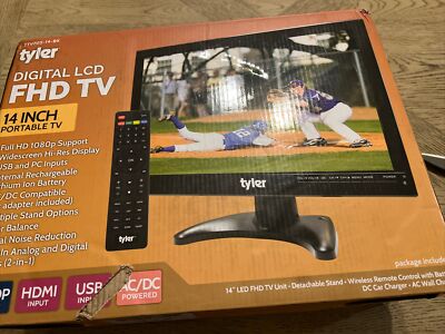 Rechargeable Emergency/Entertainment Tyler 14" Portable TV LCD 1080 ...