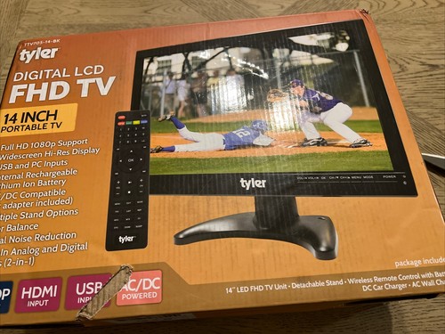 Rechargeable Emergency/Entertainment Tyler 14" Portable TV LCD 1080 ...